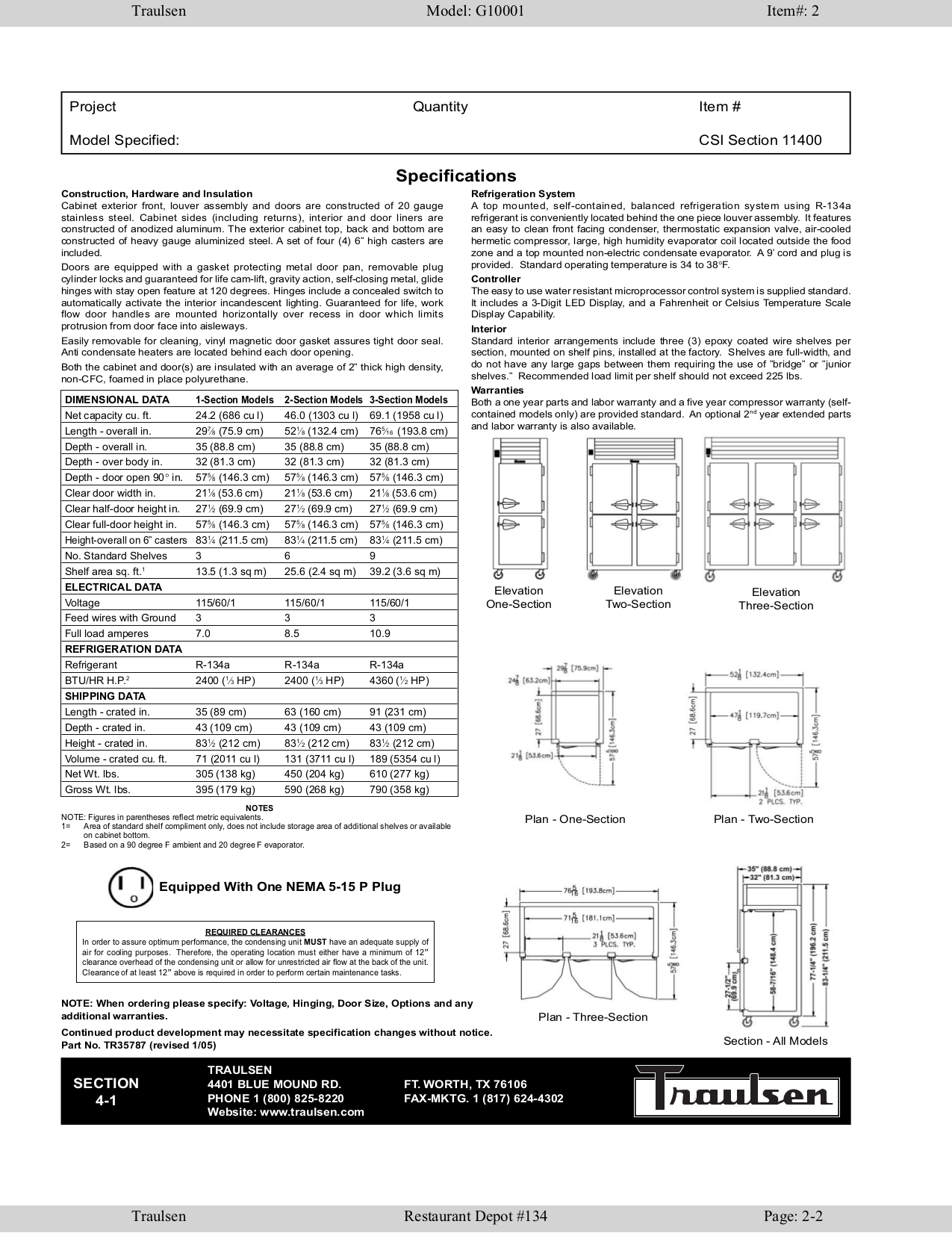 PDF manual for Traulsen Freezer G22000