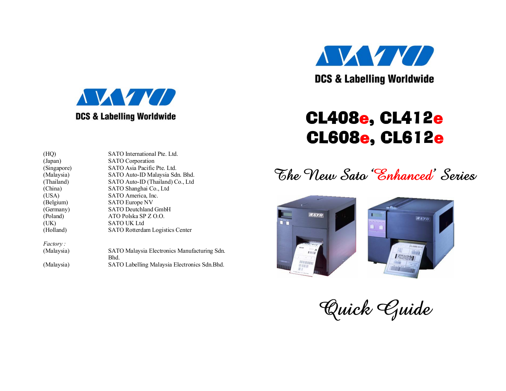 Download free pdf for SATO CL408e Printer manual