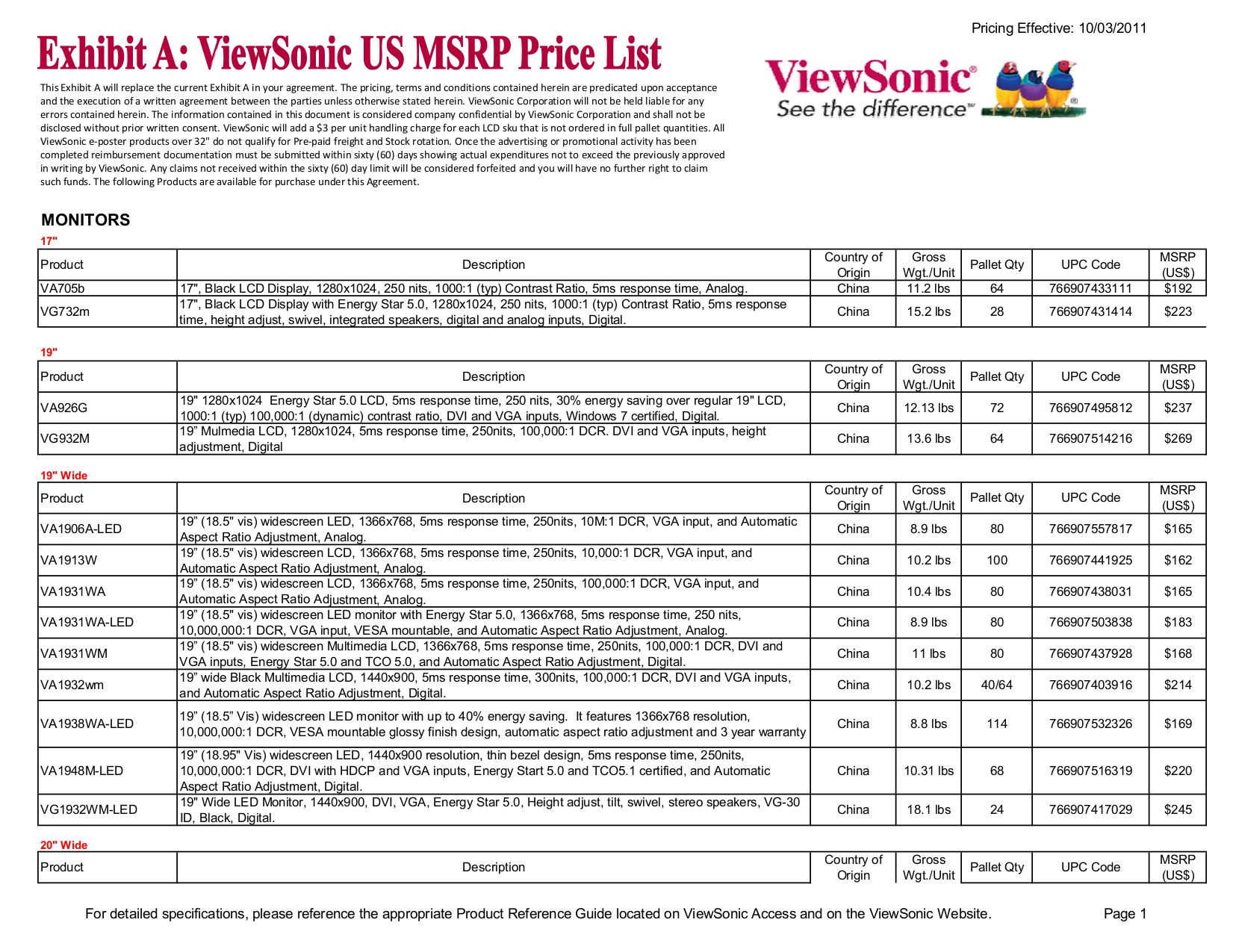 Download free pdf for Viewsonic VA1931wa-LED Monitor manual