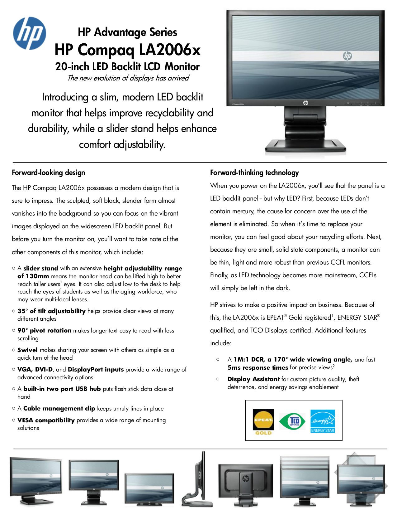 Download free pdf for HP Compaq LA2006x Monitor manual