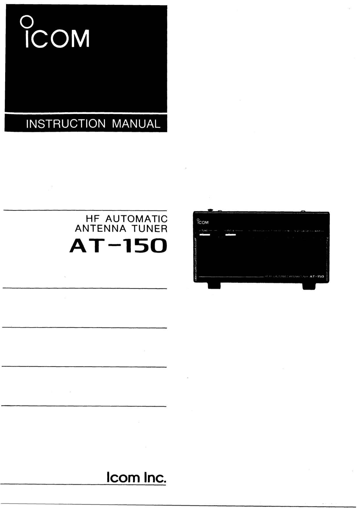 PDF manual for ICOM Other AT-180 Antenna Tuner