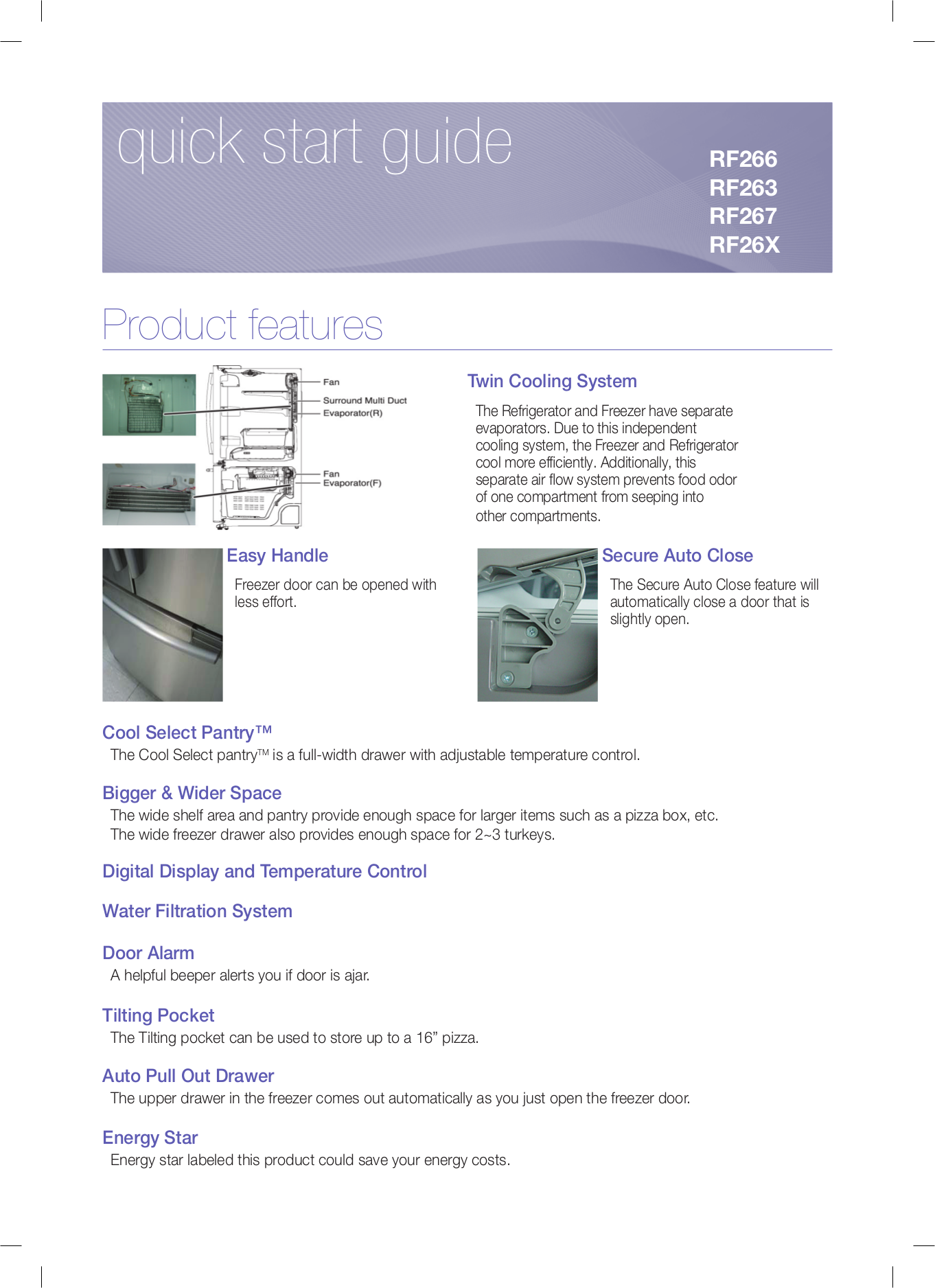 PDF manual for Samsung Refrigerator RF267AERS