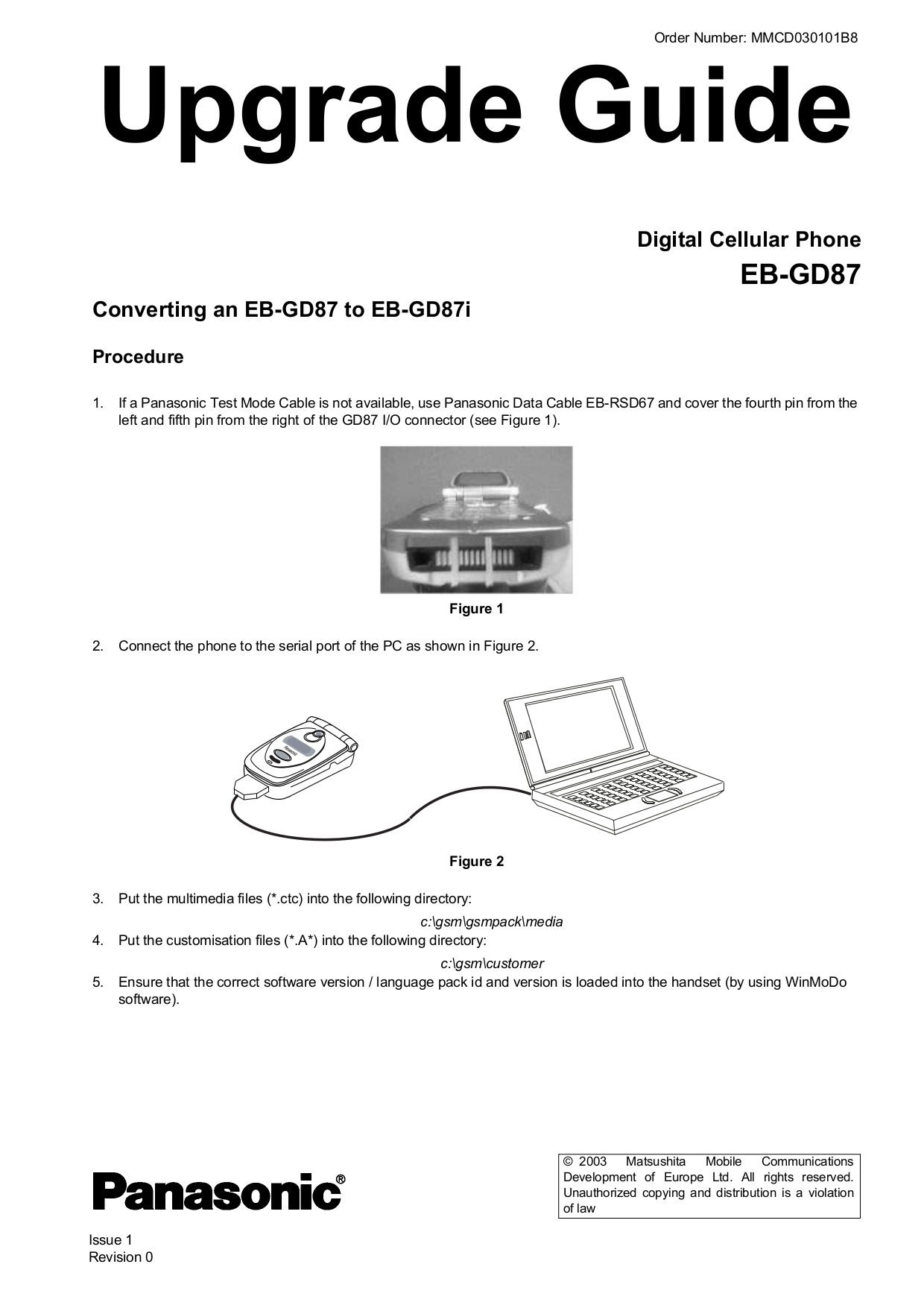 PDF manual for Panasonic Cell Phone EB-GD87