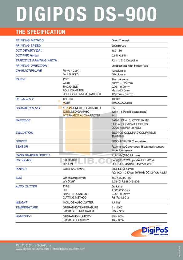 PDF manual for DigiPos Printer DS-900