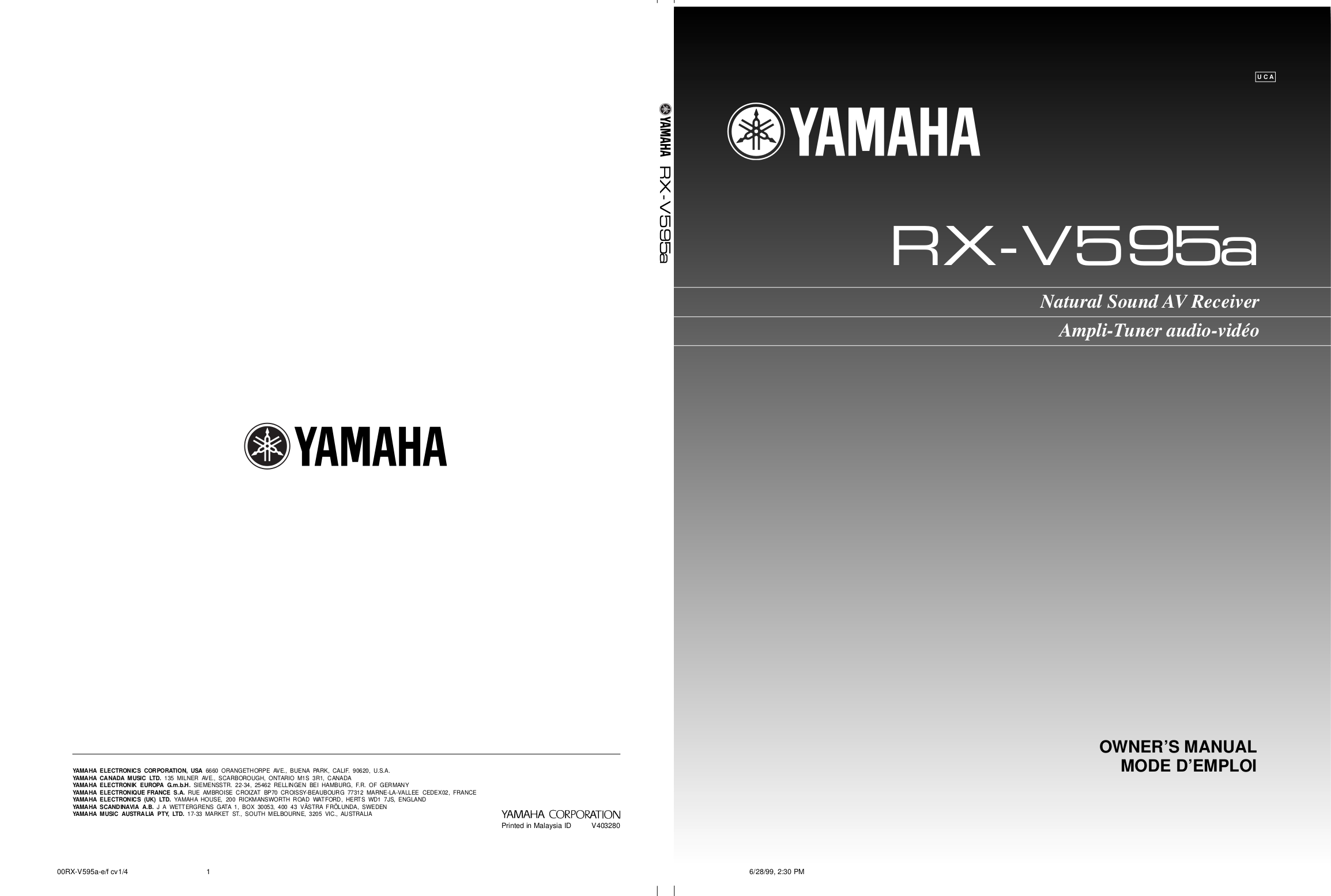 Download free pdf for Yamaha RX-595 Receiver manual