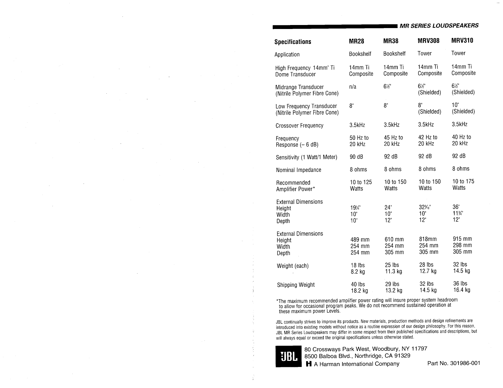 PDF manual for JBL Speaker M5