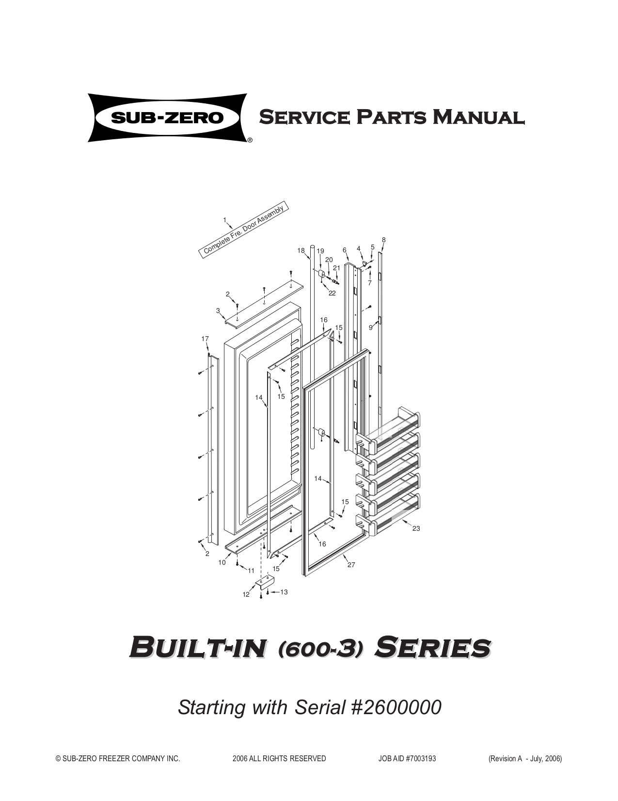 Download free pdf for Wolf Sub-Zero 601R Refrigerator manual