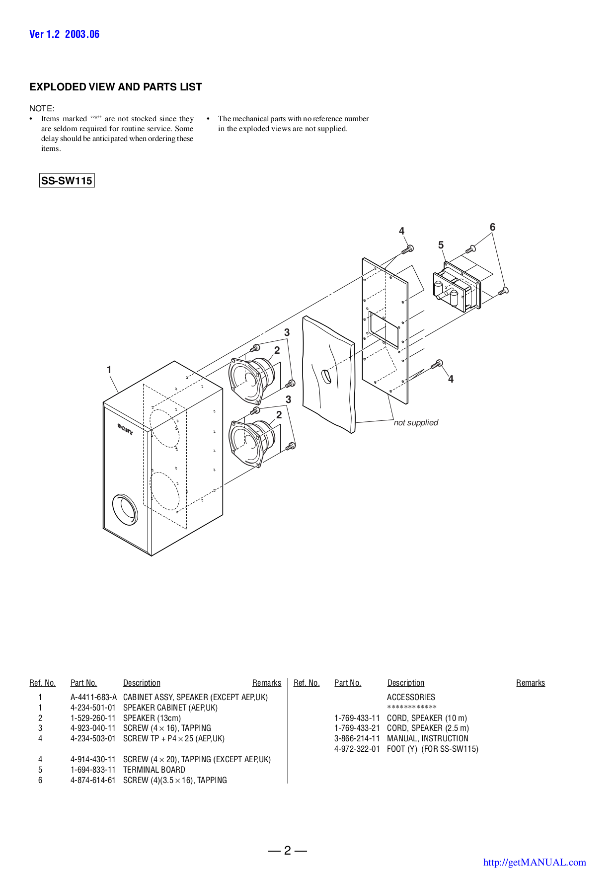 PDF manual for Sony Speaker SS-SW115