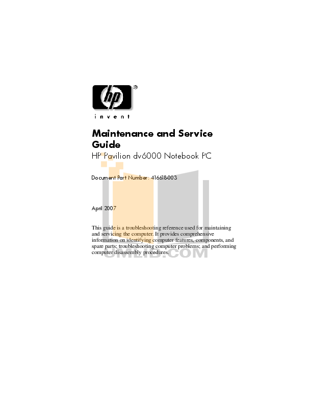 Download free pdf for HP Pavilion a6000 Desktop manual