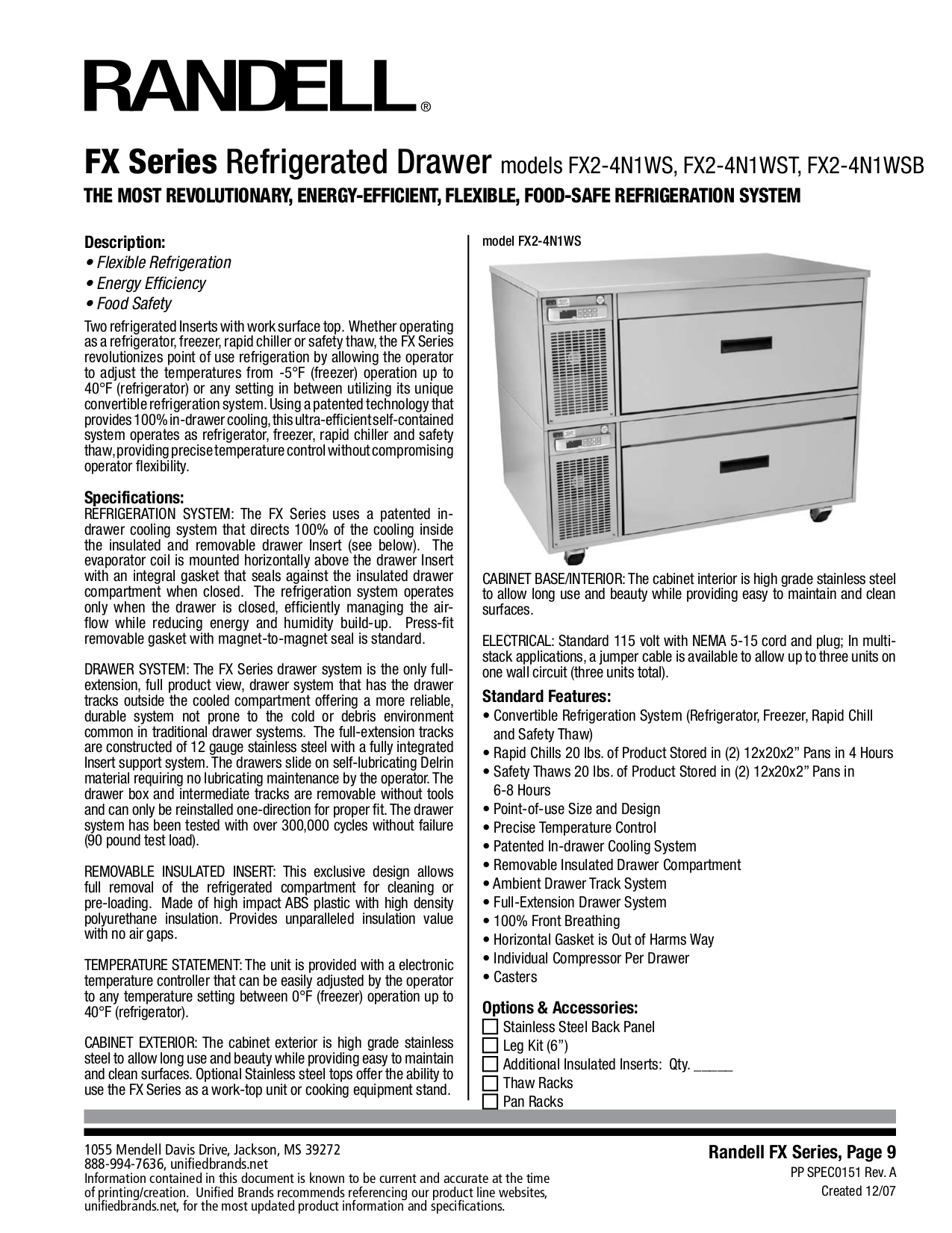 Download free pdf for Randell FX Series FX2-4N1WS Refrigerator manual