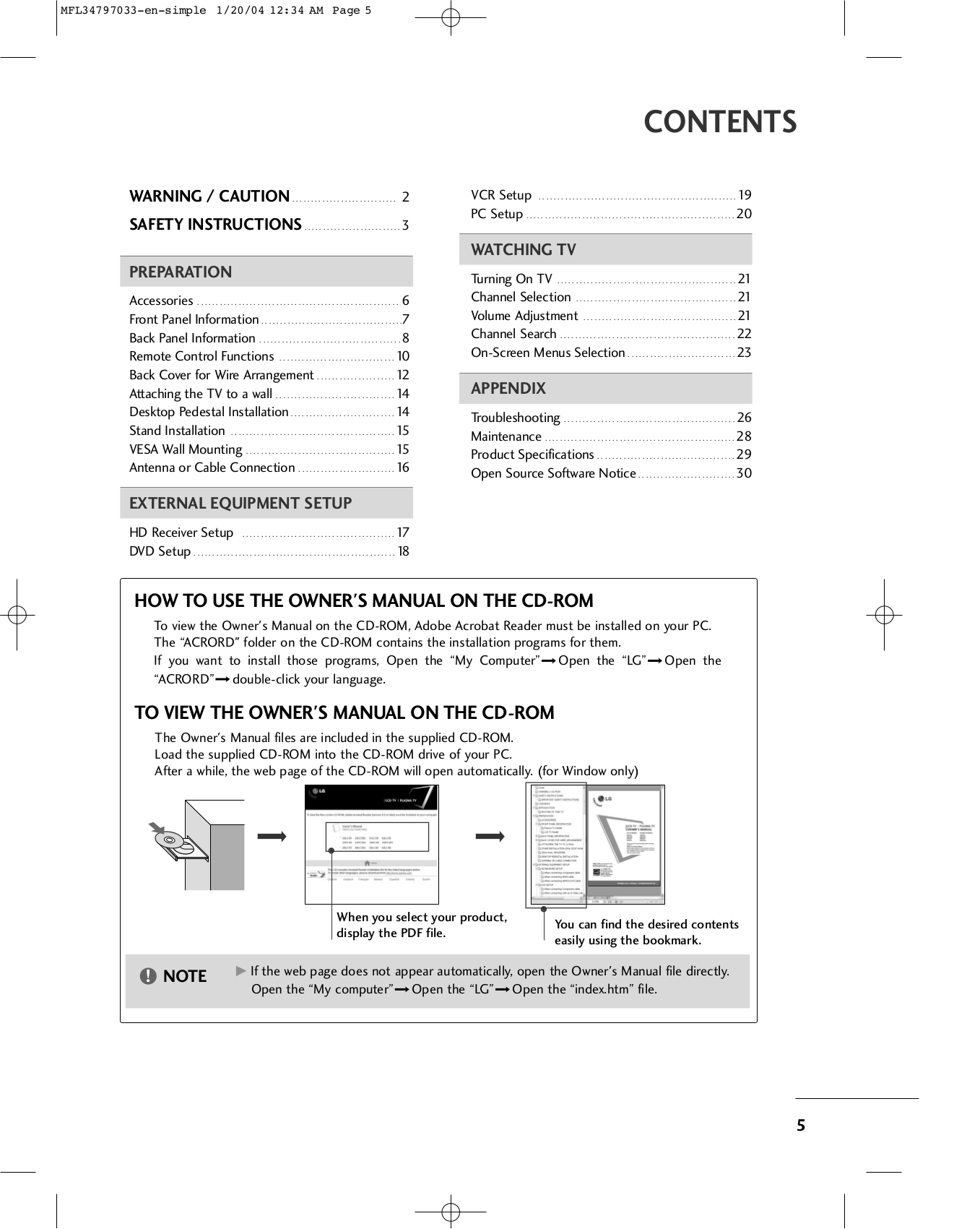 PDF manual for LG TV 42LC7D