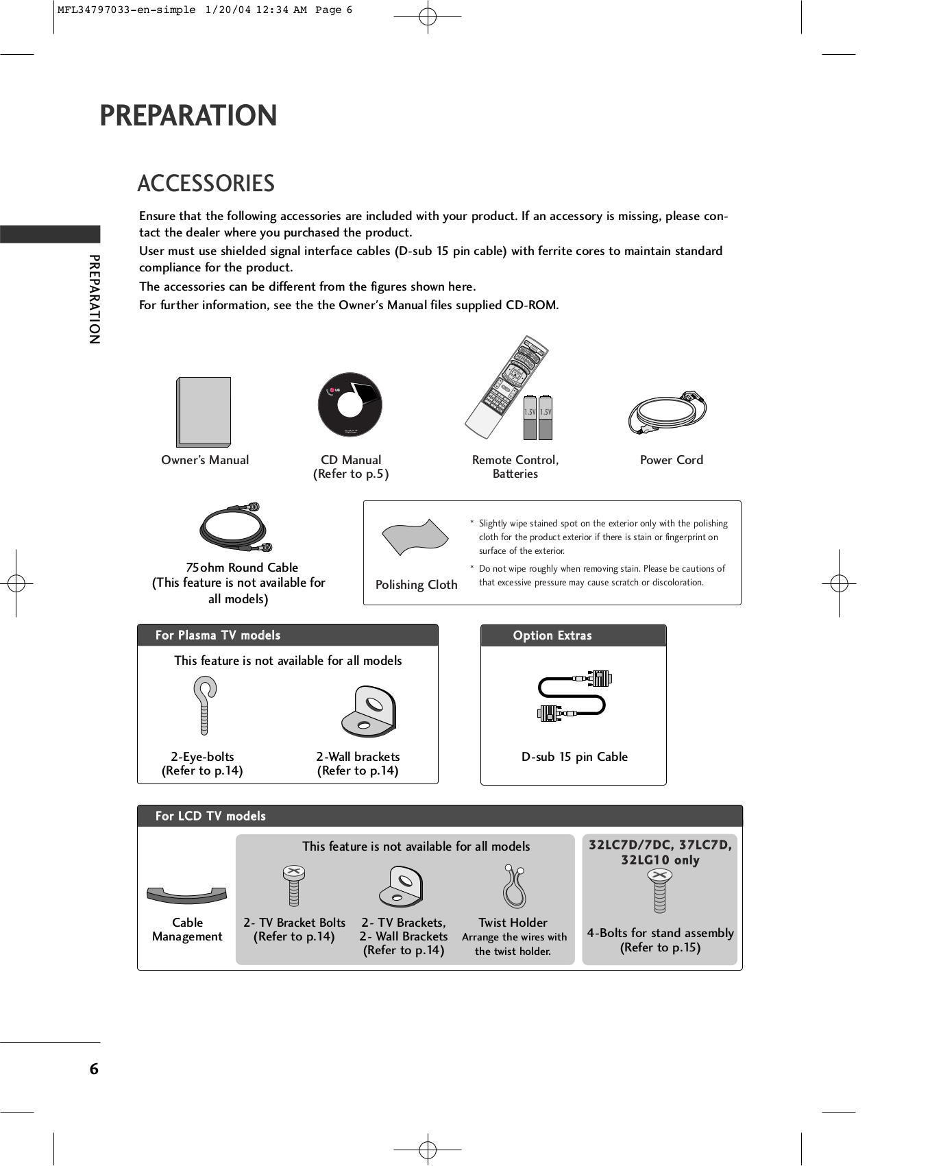 PDF manual for LG TV 42LC7D