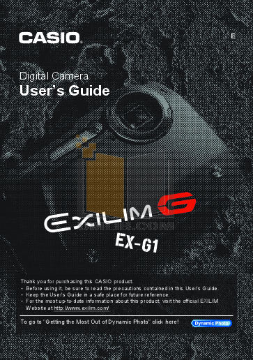 Download free pdf for Casio Exilim EX-G1 Digital Camera manual