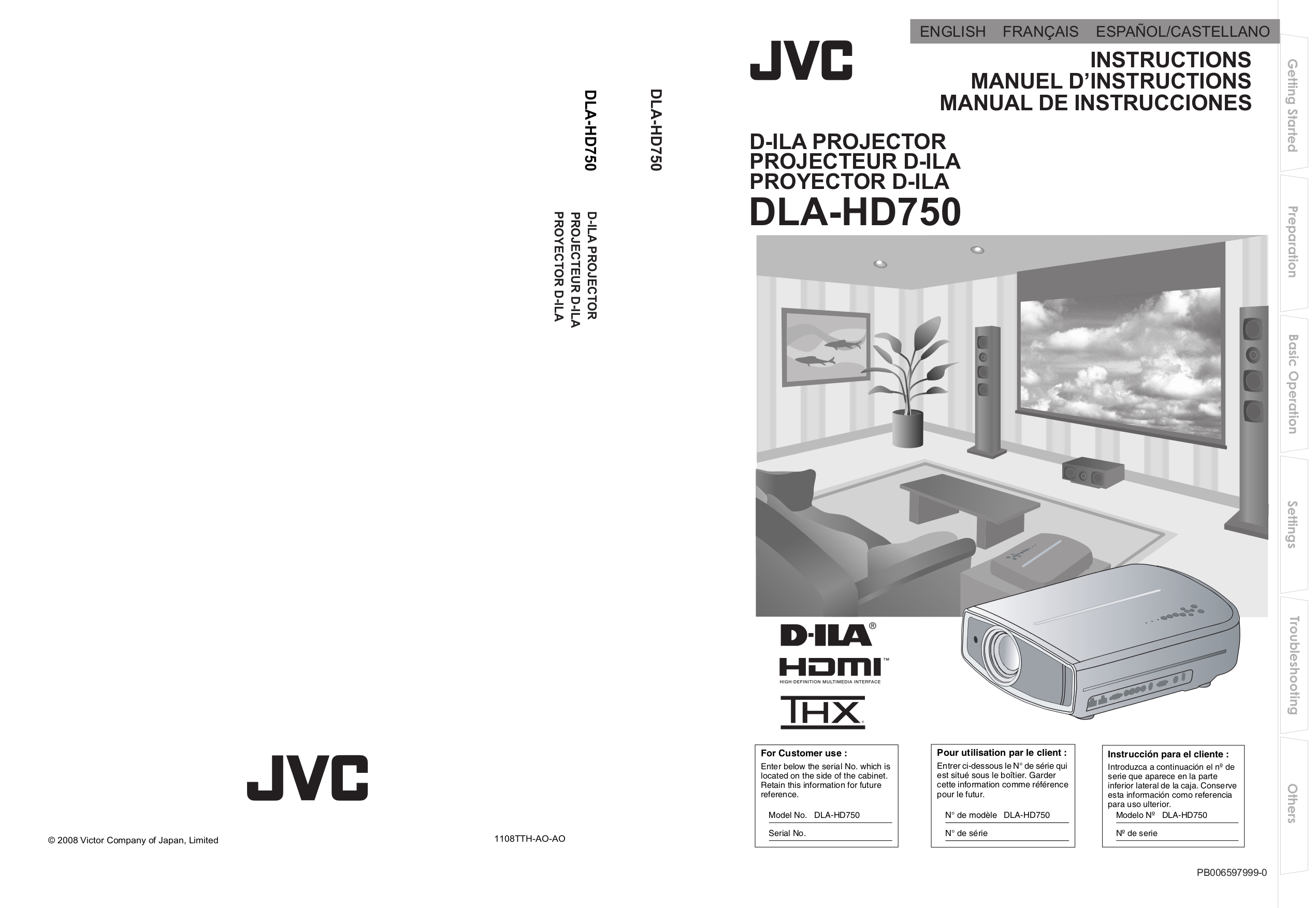 PDF manual for JVC Projector DLA-HD750