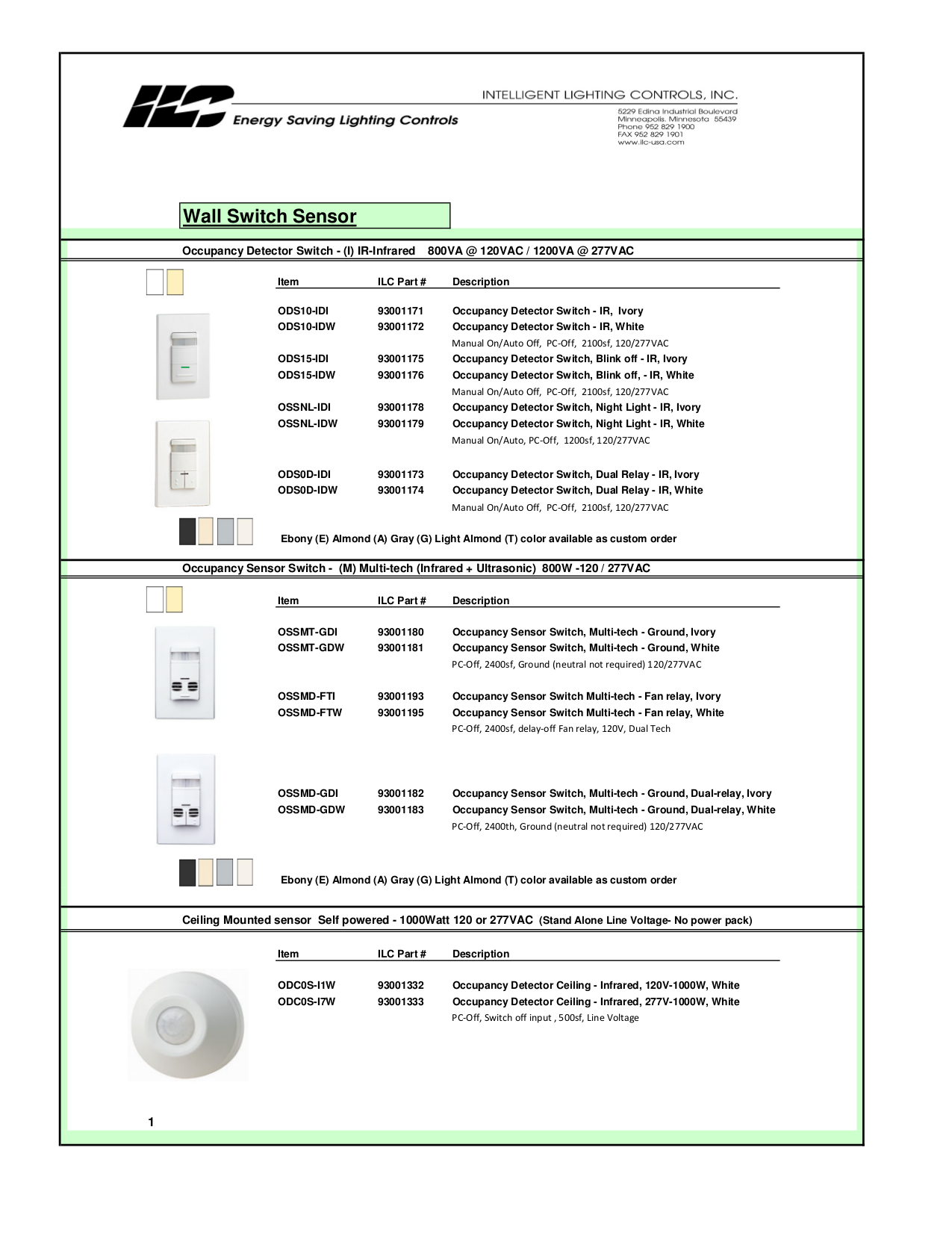 Download free pdf for Leviton OSFHU-CTW Occupancy Sensor Other manual
