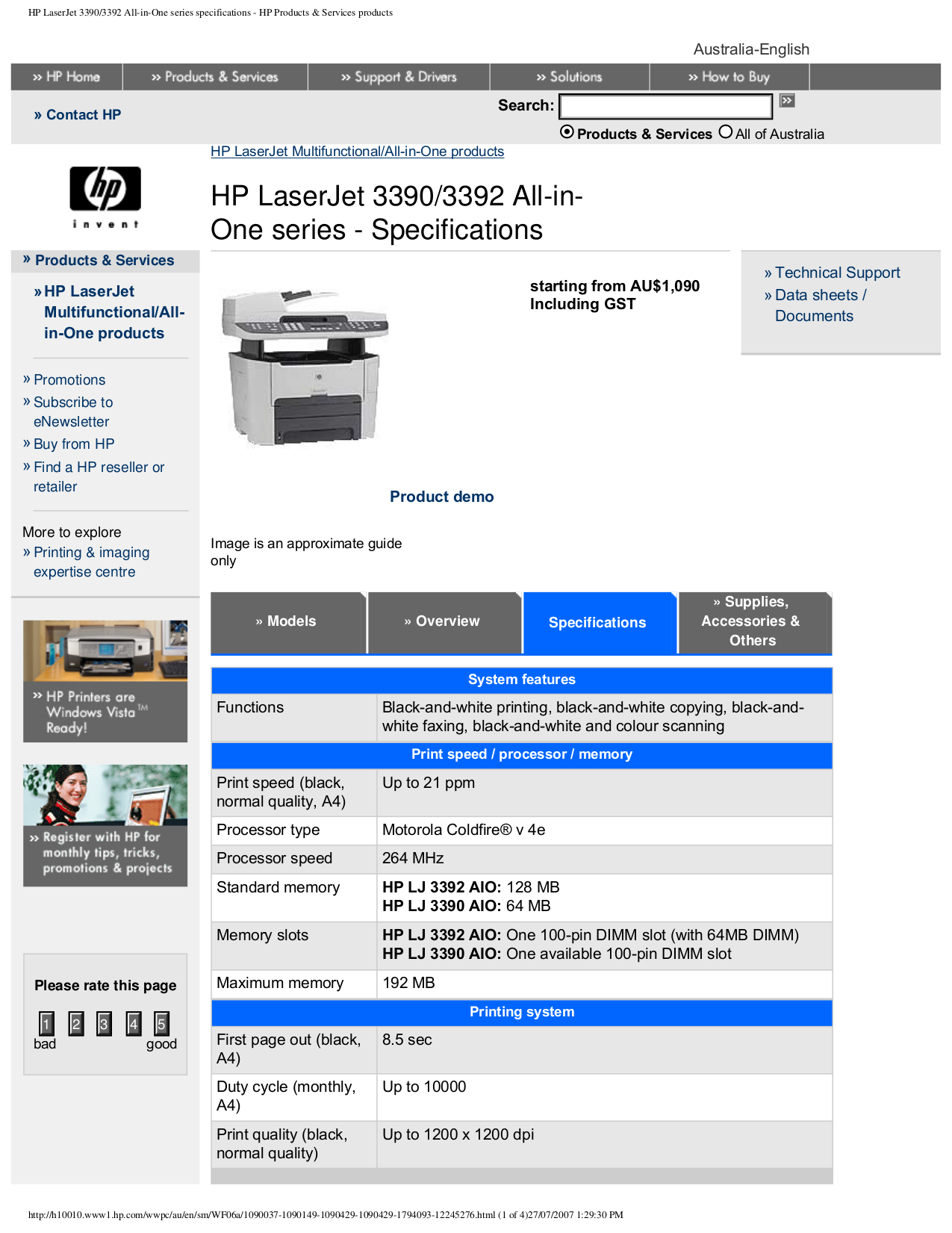 Download free pdf for HP Laserjet,Color Laserjet 3392 Multifunction ...