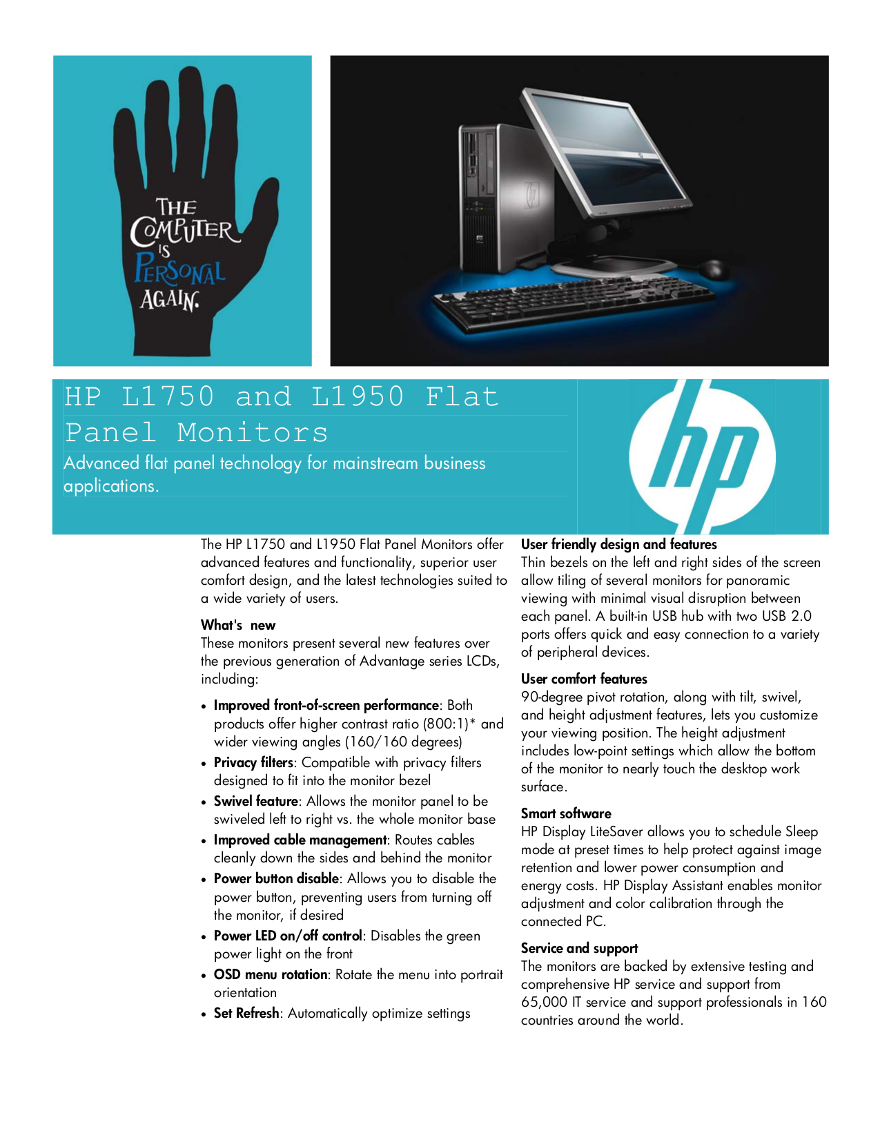 Download free pdf for HP L1750 Monitor manual