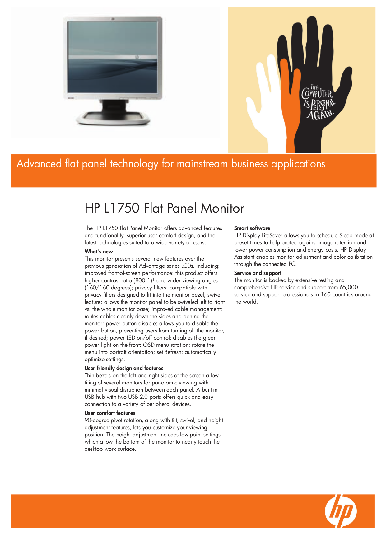Download free pdf for HP L1750 Monitor manual