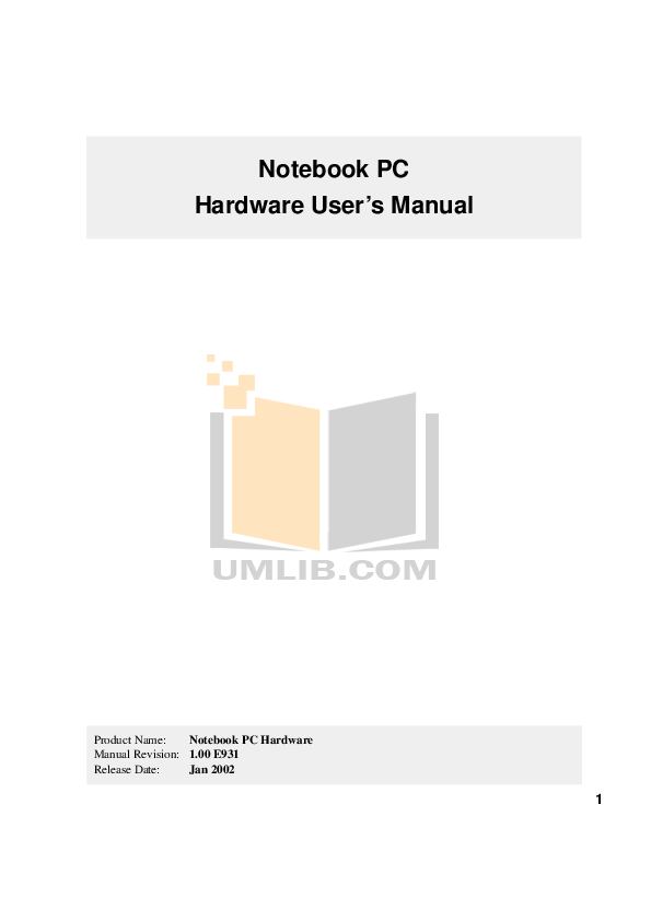 Download free pdf for Asus L2D Laptop manual