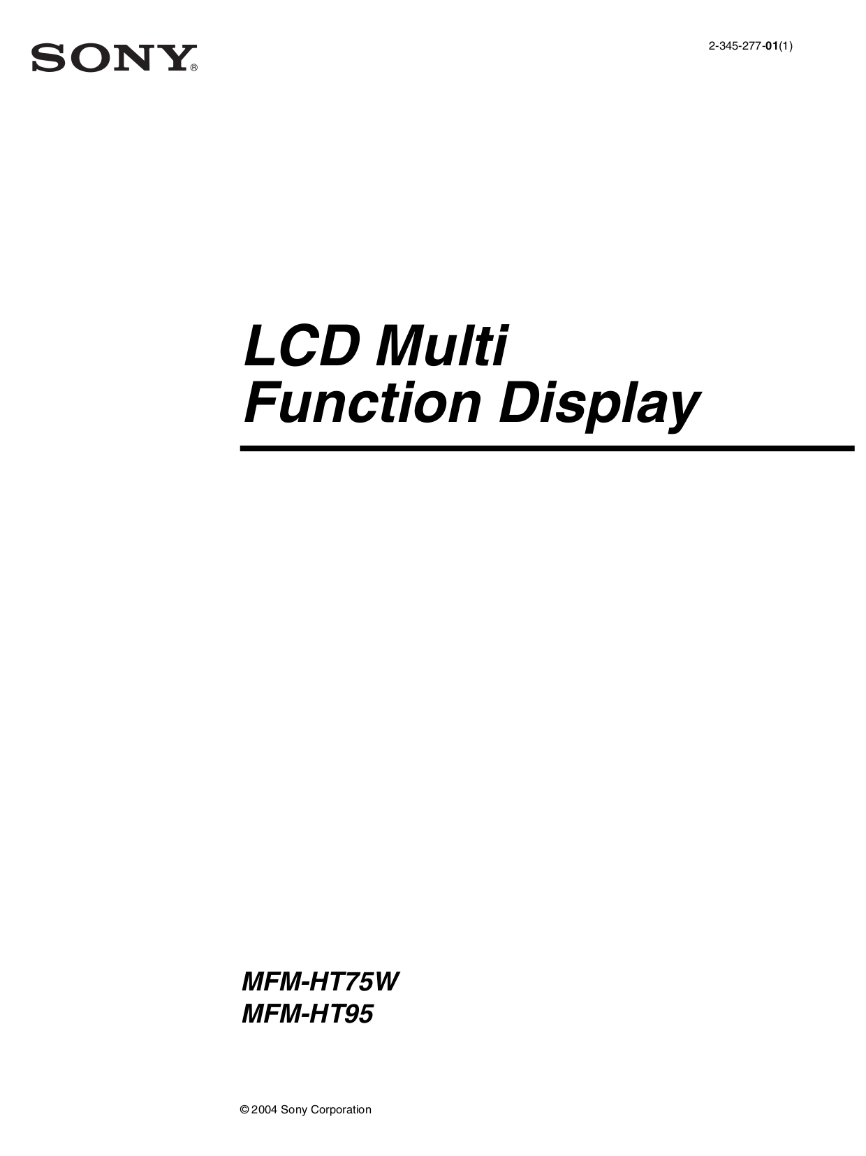 PDF manual for Sony TV MFM-HT95