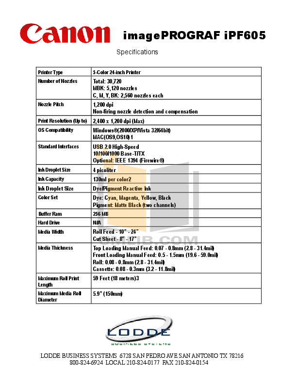 Download free pdf for Canon imagePROGRAF iPF605 Printer manual