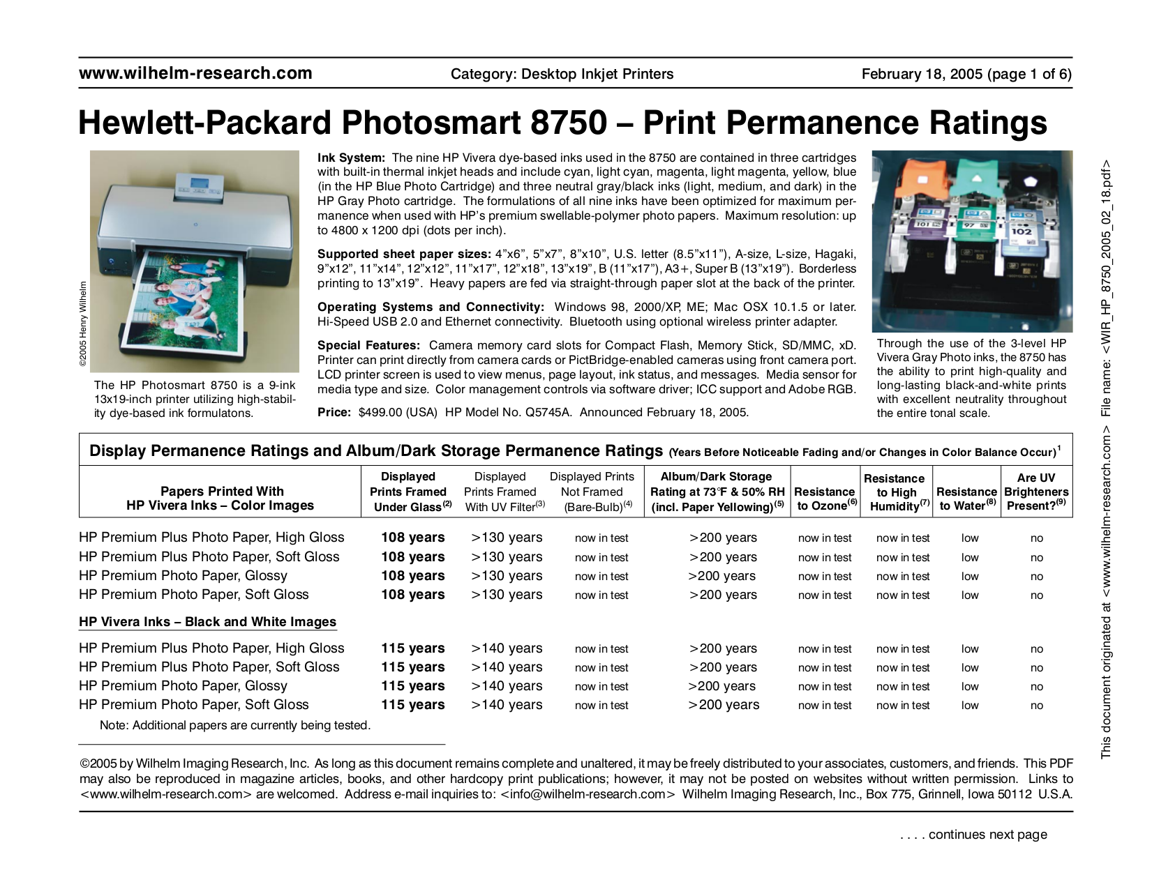 Download free pdf for HP Photosmart 8750 Printer manual