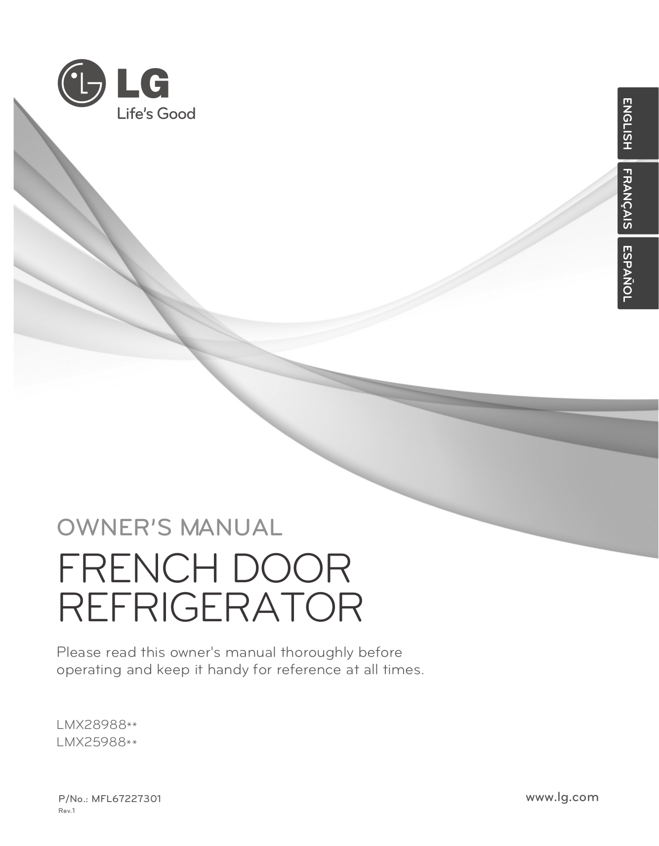 Download free pdf for LG LMX25988ST Refrigerator manual