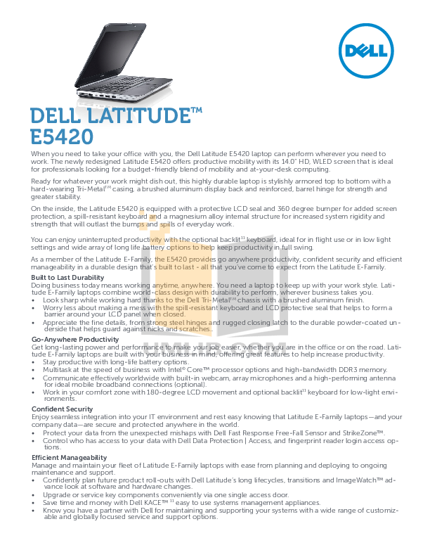 Download free pdf for Dell Latitude E5420m Laptop manual