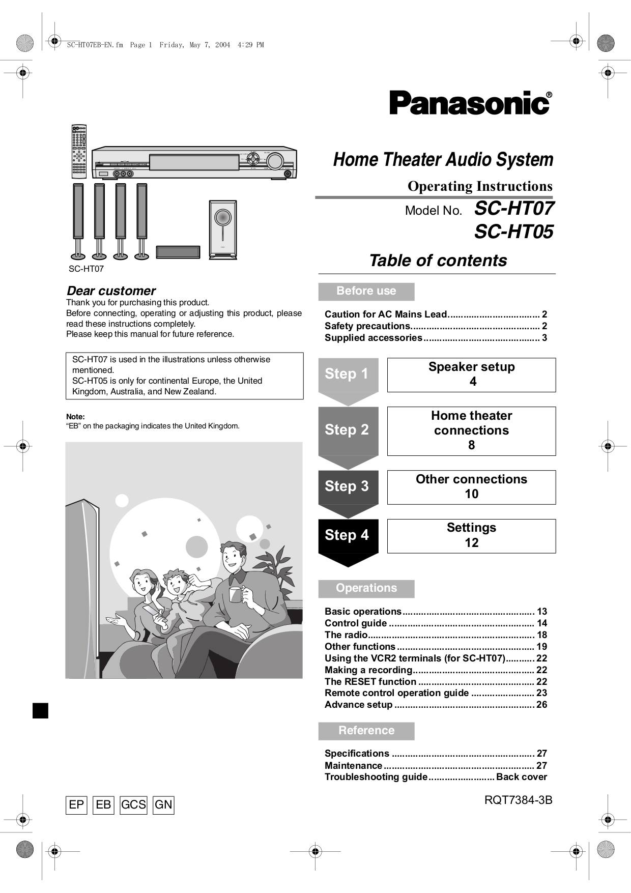 PDF manual for Panasonic Home Theater SC-HT05