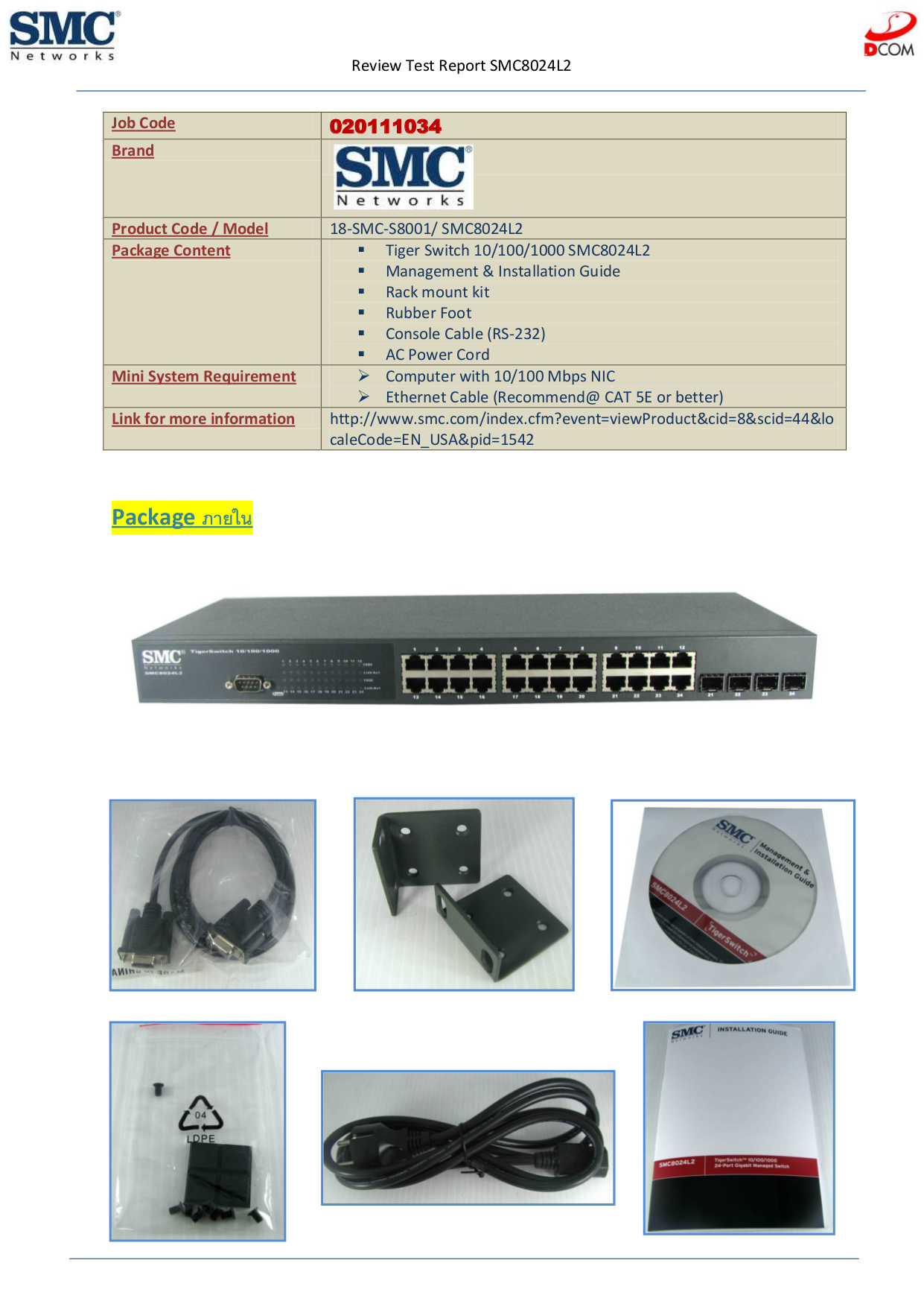 Download free pdf for SMC SMC8024L2 Switch manual