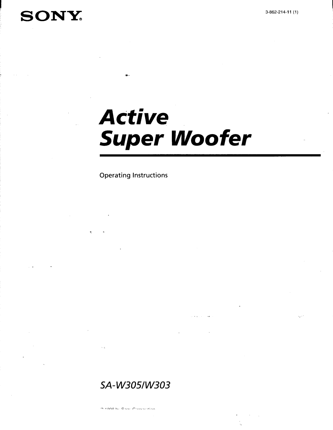 PDF manual for Sony Subwoofer SA-W305