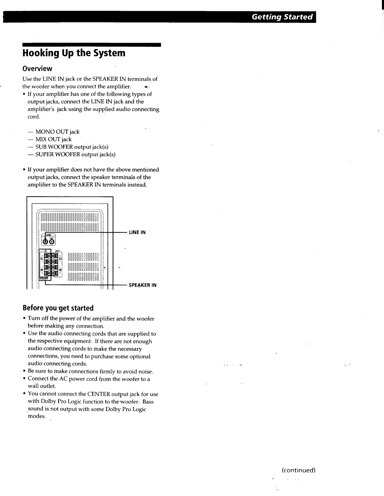 PDF manual for Sony Subwoofer SA-W305