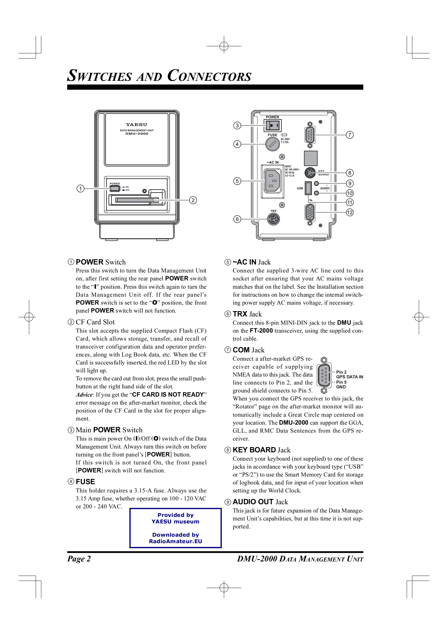 PDF manual for Yaesu Other G-2800DXA Rotator