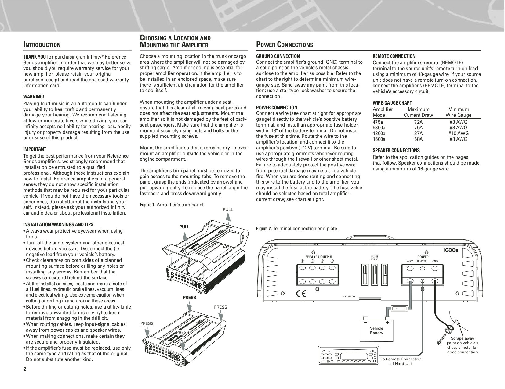 PDF manual for Infinity Car Amplifier Reference 1300A
