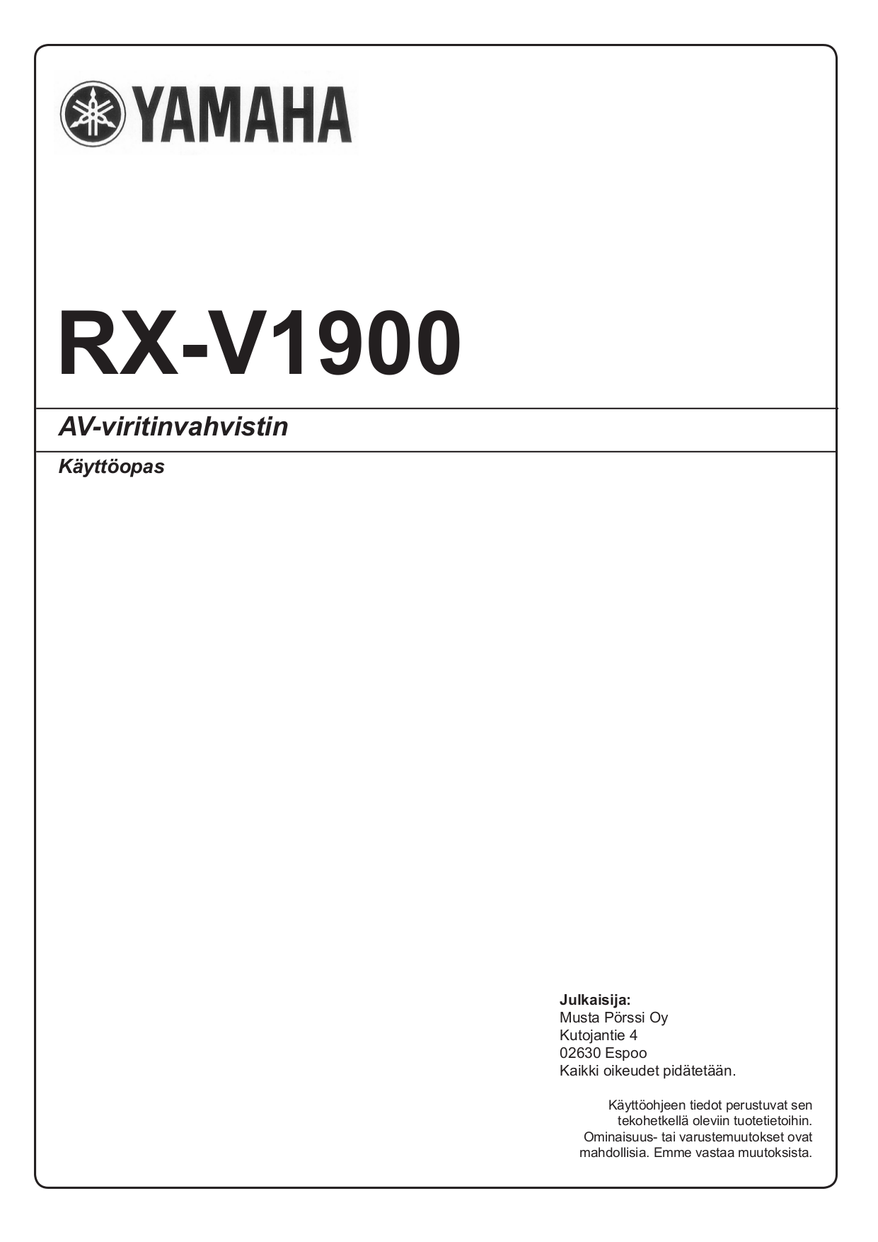 PDF manual for Yamaha Receiver RX-V1900