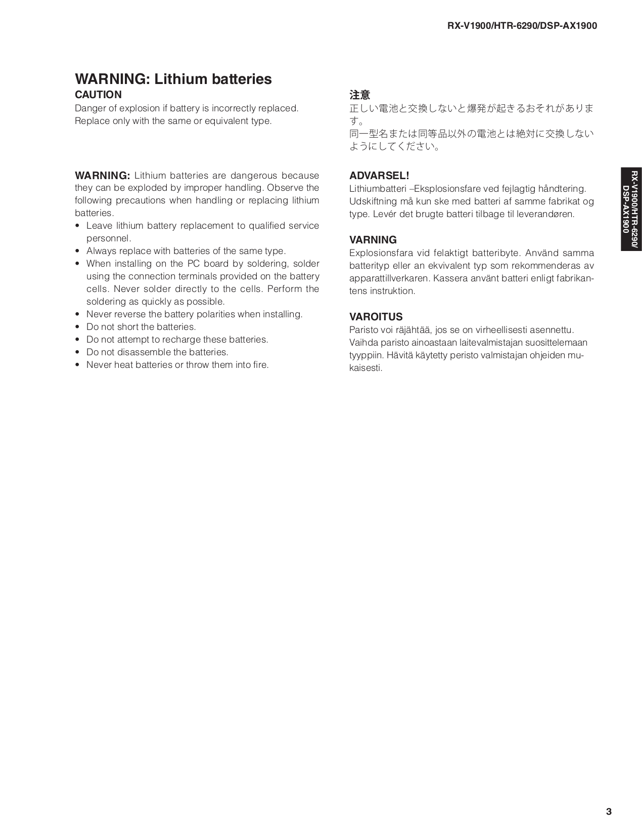 PDF manual for Yamaha Receiver RX-V1900