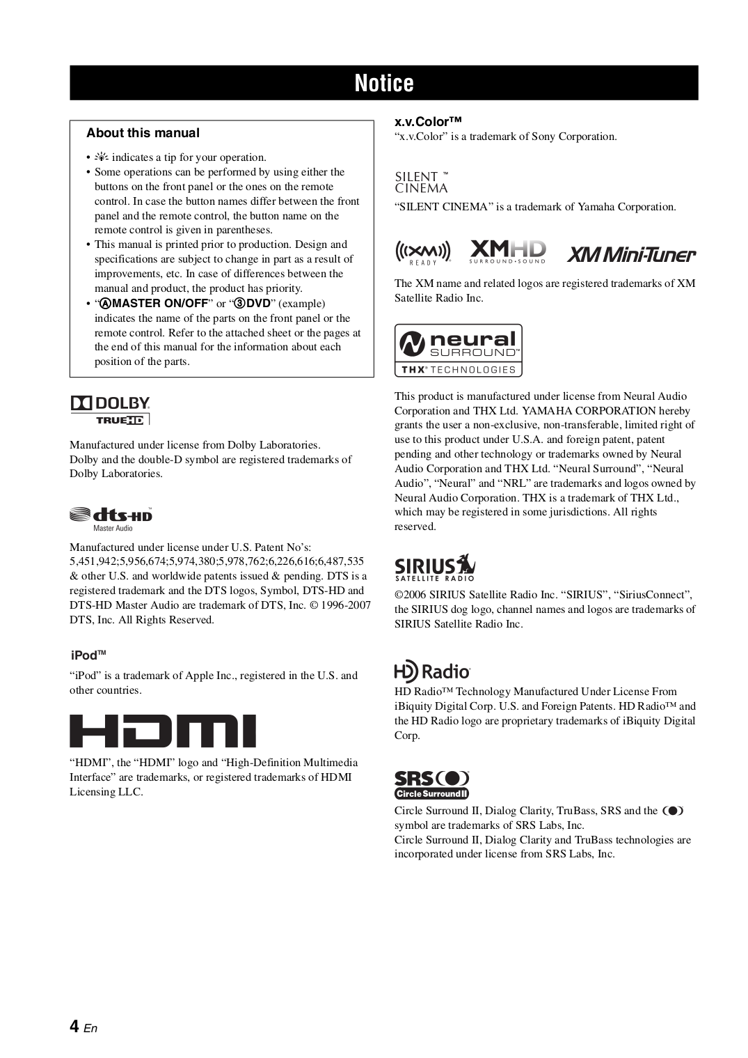 PDF manual for Yamaha Receiver RX-V1900