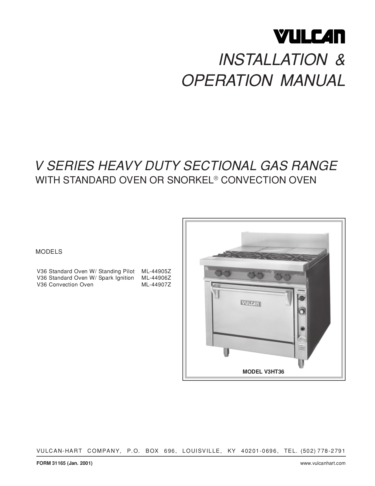 Download free pdf for Vulcan 36L Range manual