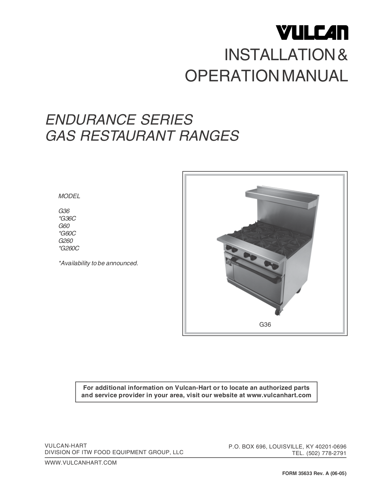 Download free pdf for Vulcan 36L Range manual