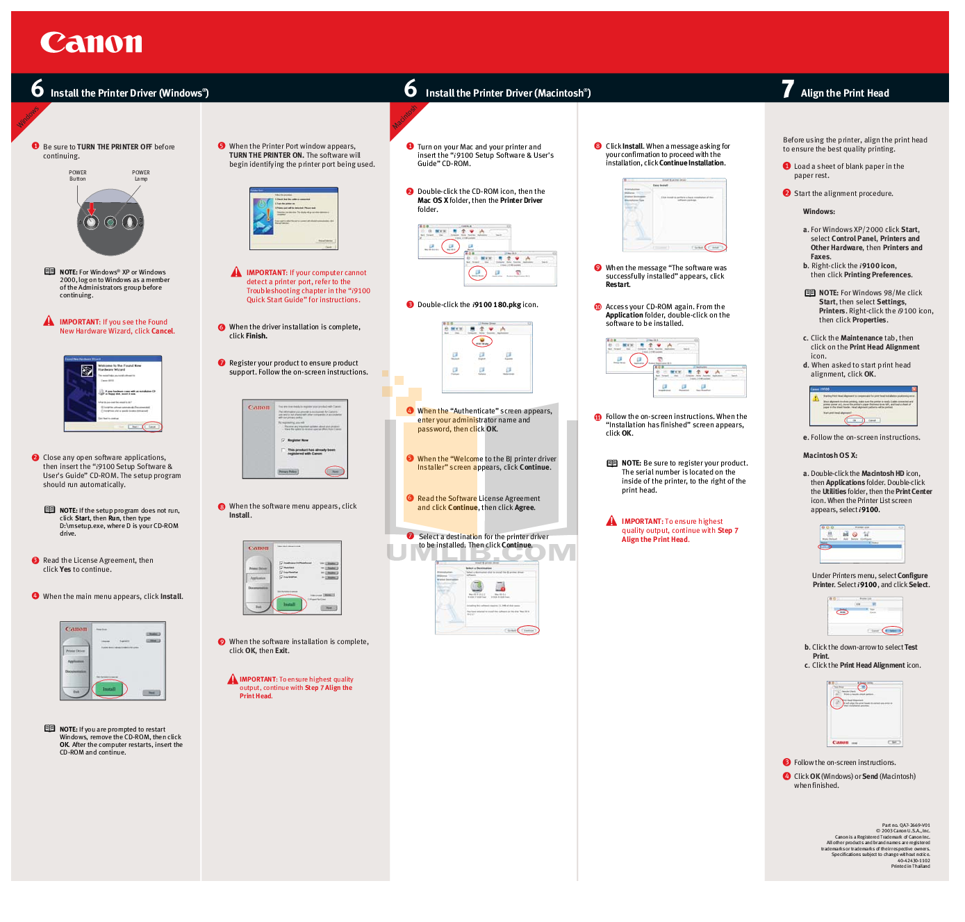 PDF manual for Canon Printer i9100