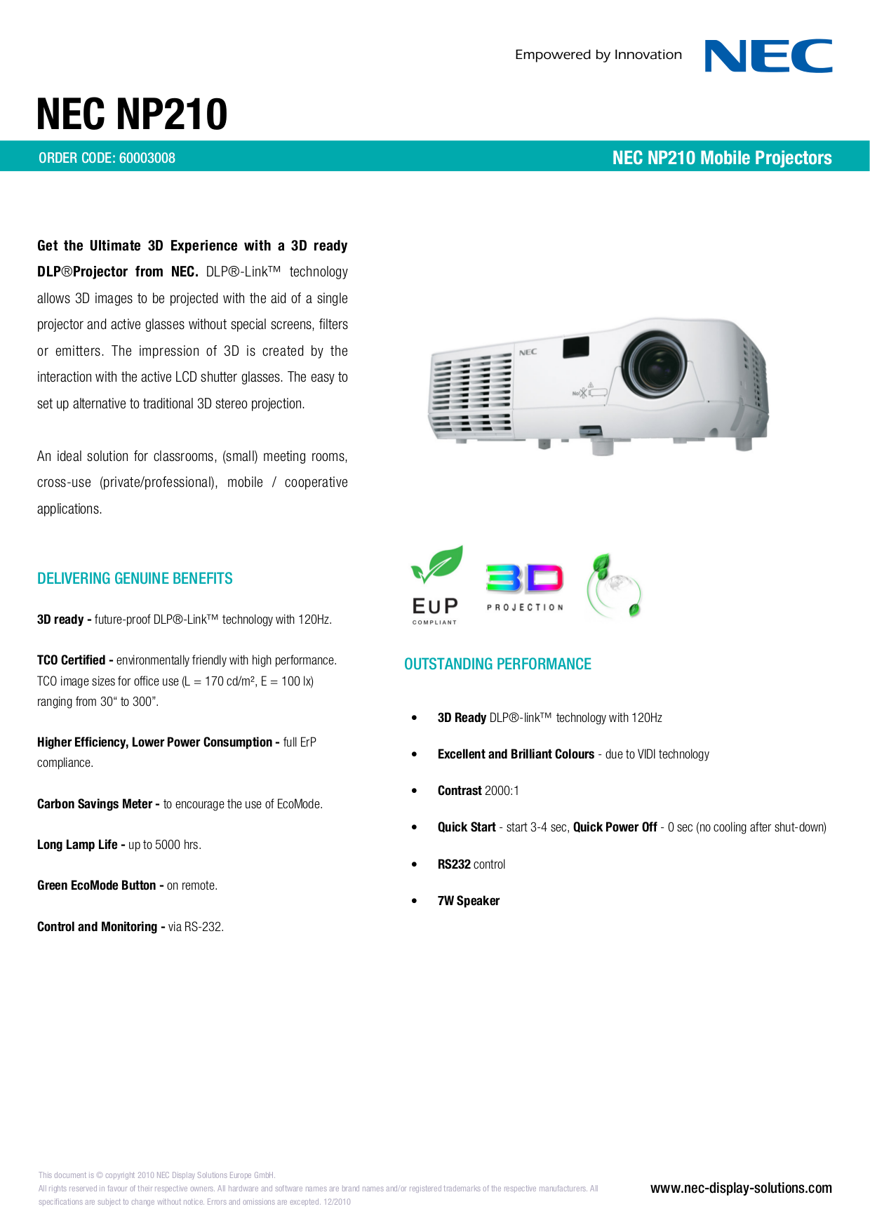 PDF manual for NEC Projector NP210