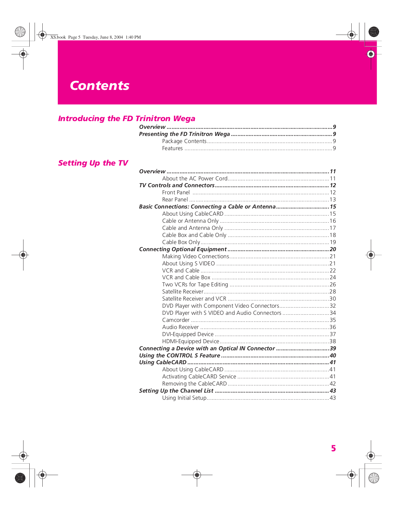 PDF manual for Sony TV WEGA KD-36XS955