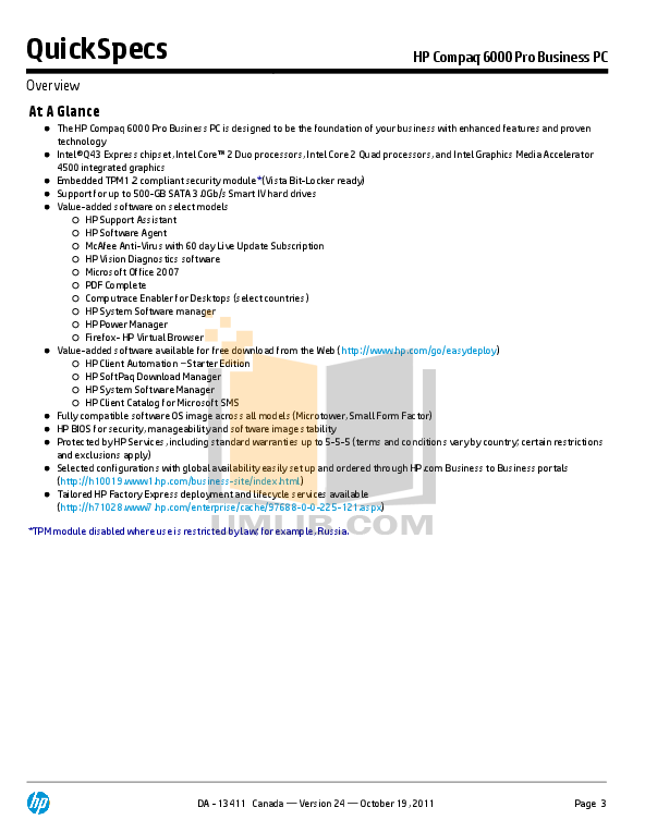 PDF manual for HP Desktop Compaq 6000 Pro All-in-One