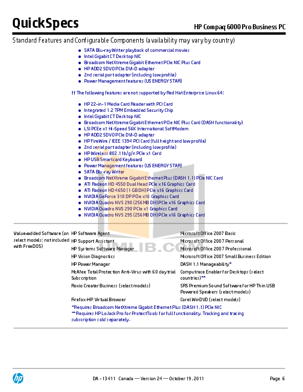 PDF manual for HP Desktop Compaq 6000 Pro All-in-One