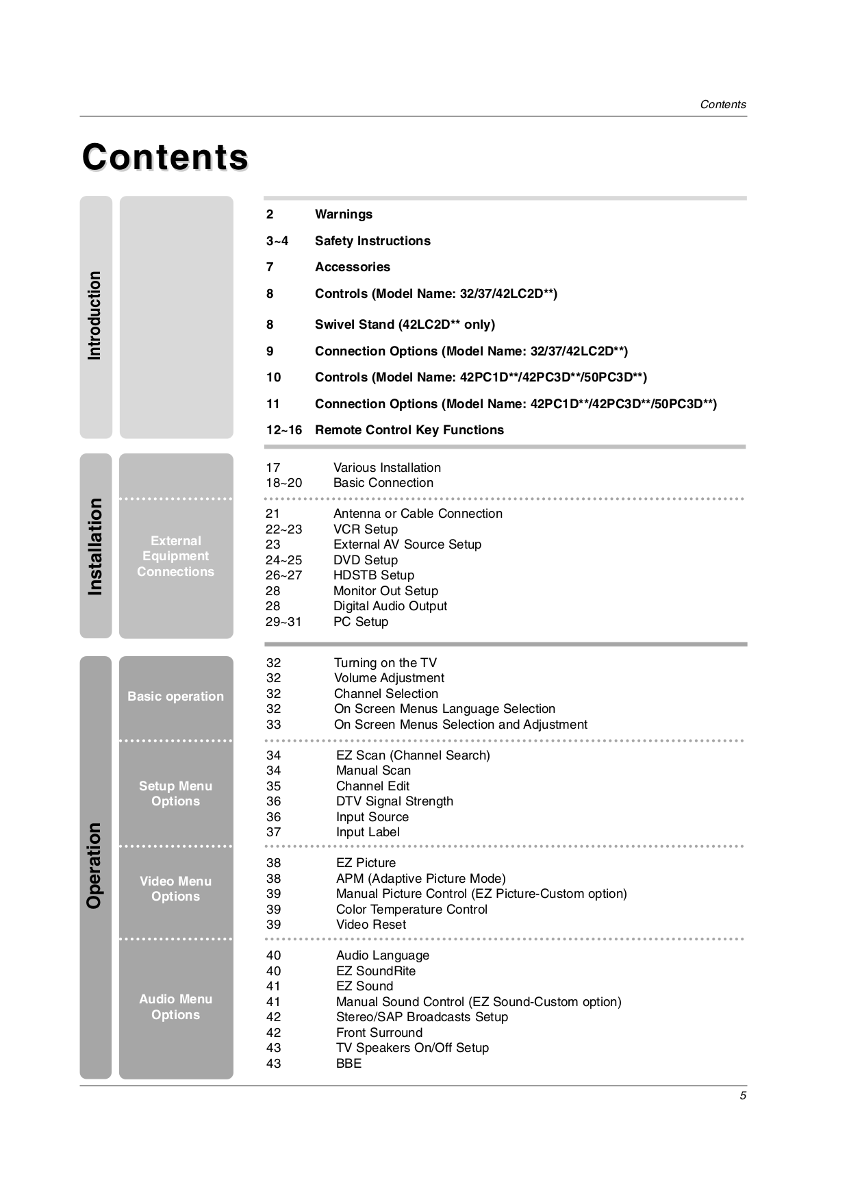PDF manual for LG TV 42LC2D