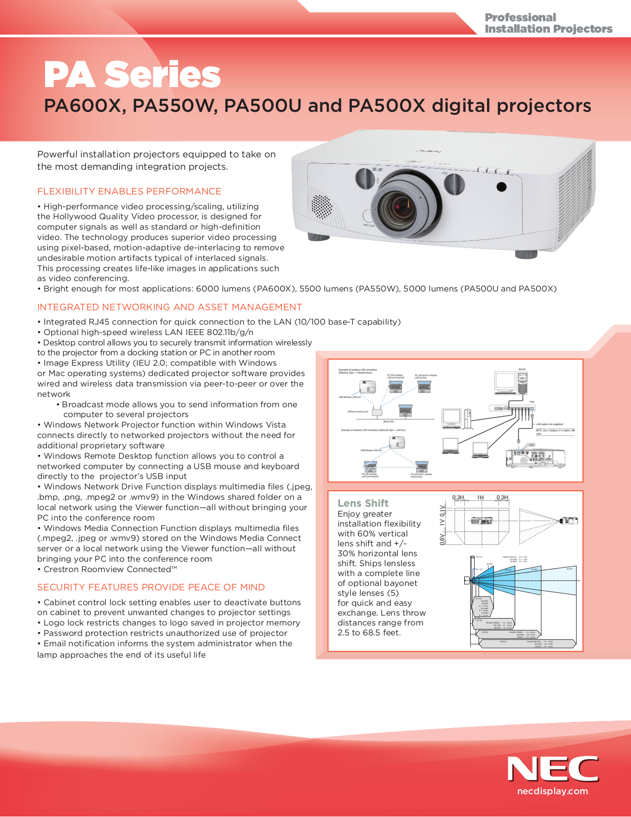 Download free pdf for NEC NP-PA550W Projector manual