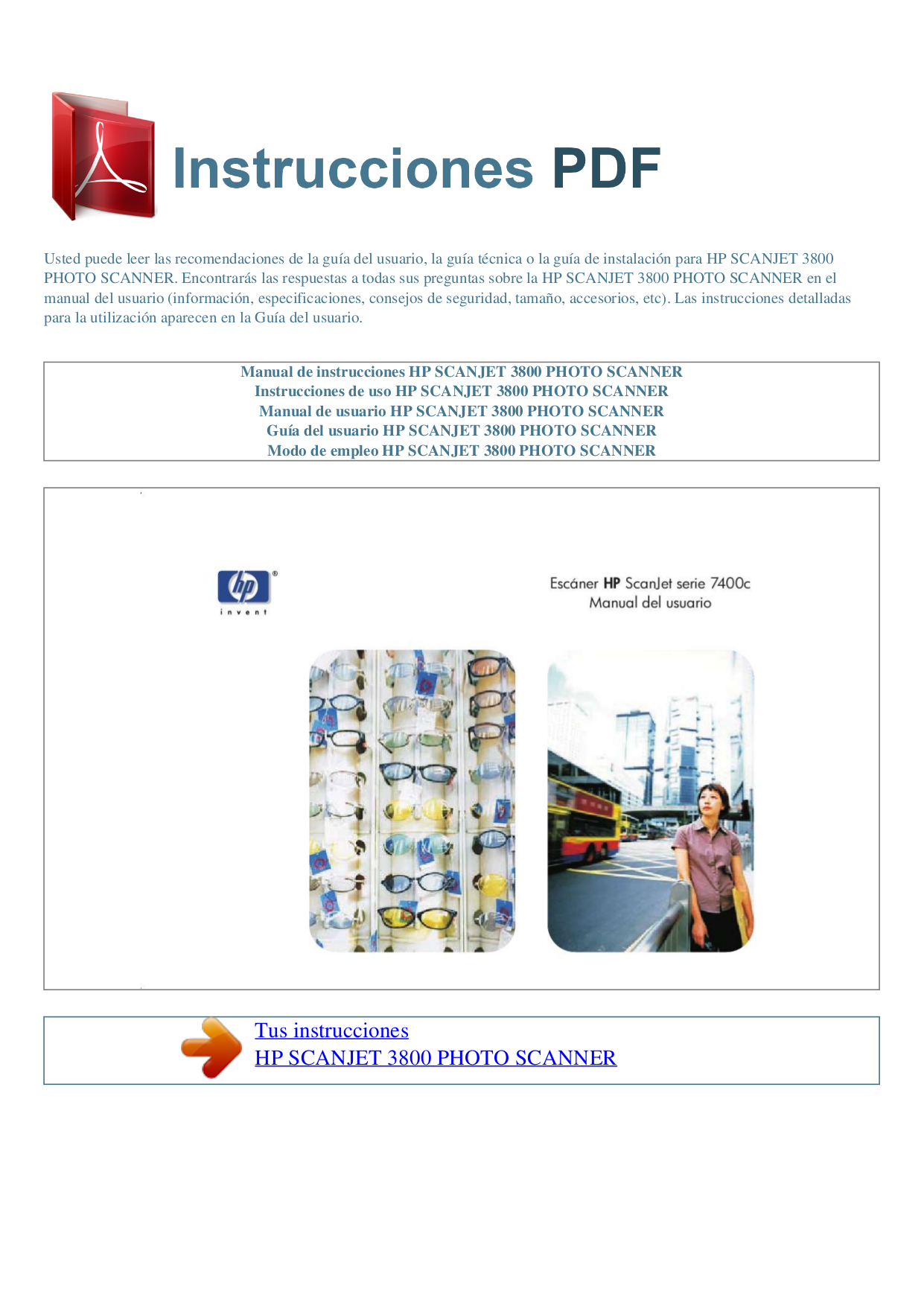 Download free pdf for HP Scanjet 3800 Scanner manual