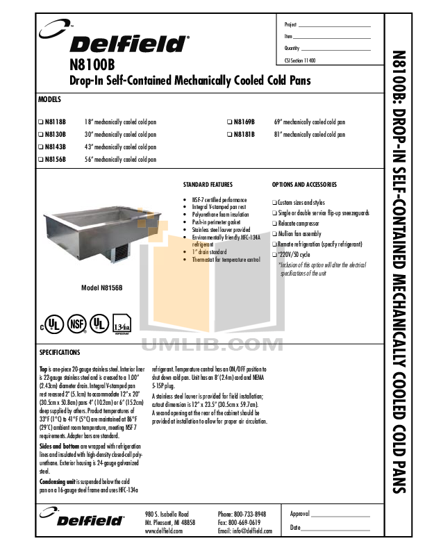 Download free pdf for Delfield N8156B Cold Pans Other manual