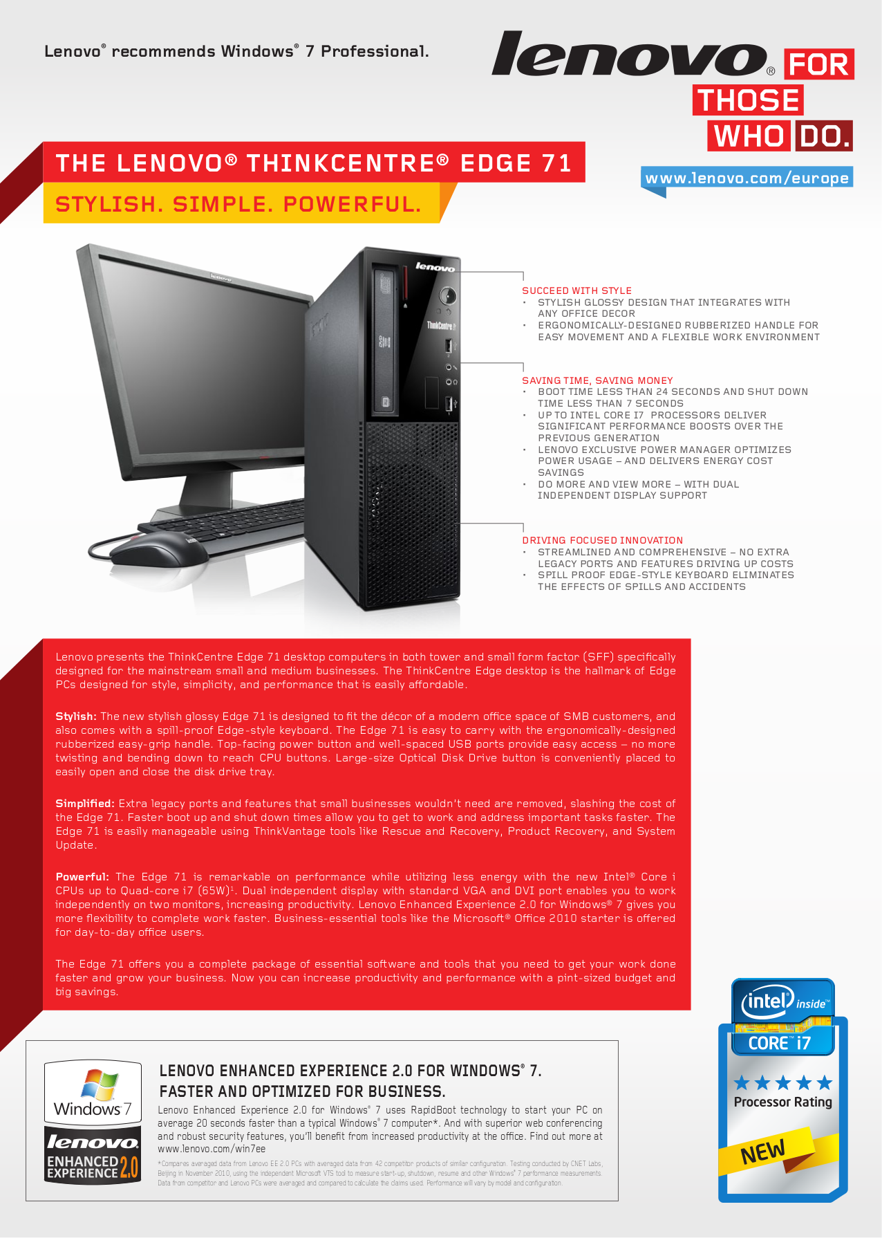 Download free pdf for Lenovo ThinkCentre Edge 71 1578 Desktop manual