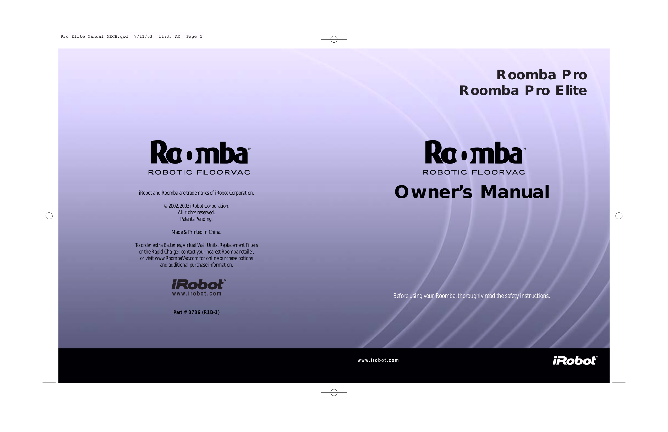 Download free pdf for iRobot Roomba Roomba Pro Cleaning Robot Other manual
